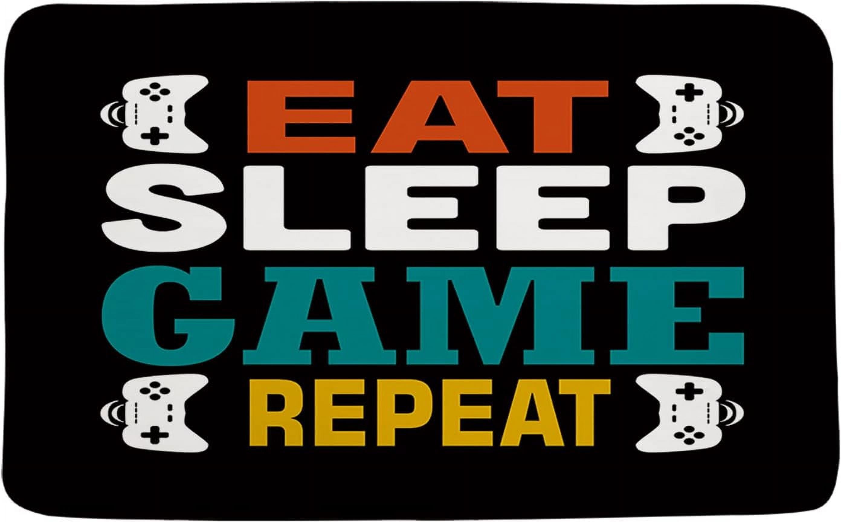 Bath Mat,Modern Game Console Controller Funny Eat Sleep Game Repeat ...