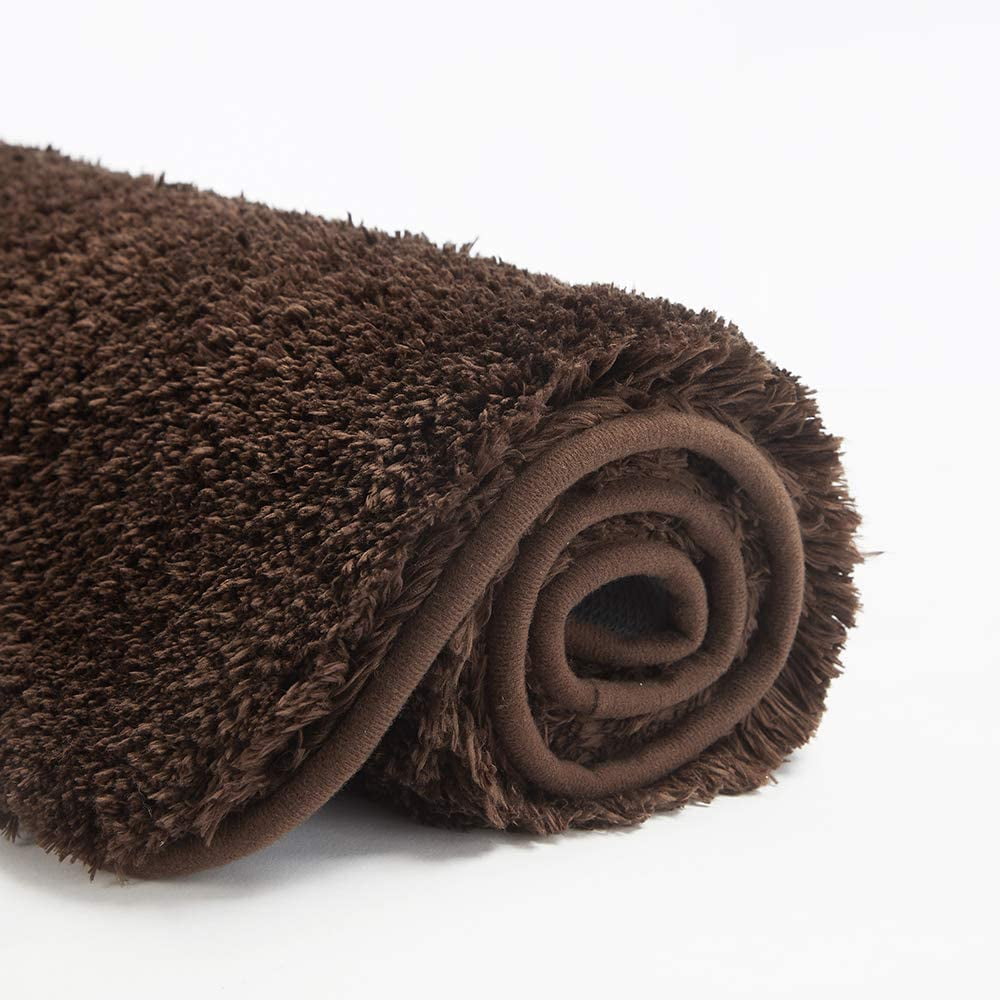 Bath Mat Non Slip Bathroom Mat (16 x 24, Brown) Water Absorbent Soft ...