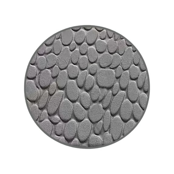 Bath Mat Round Memory Foam Cobblestone Design Super Absorbent Non-Slip ...