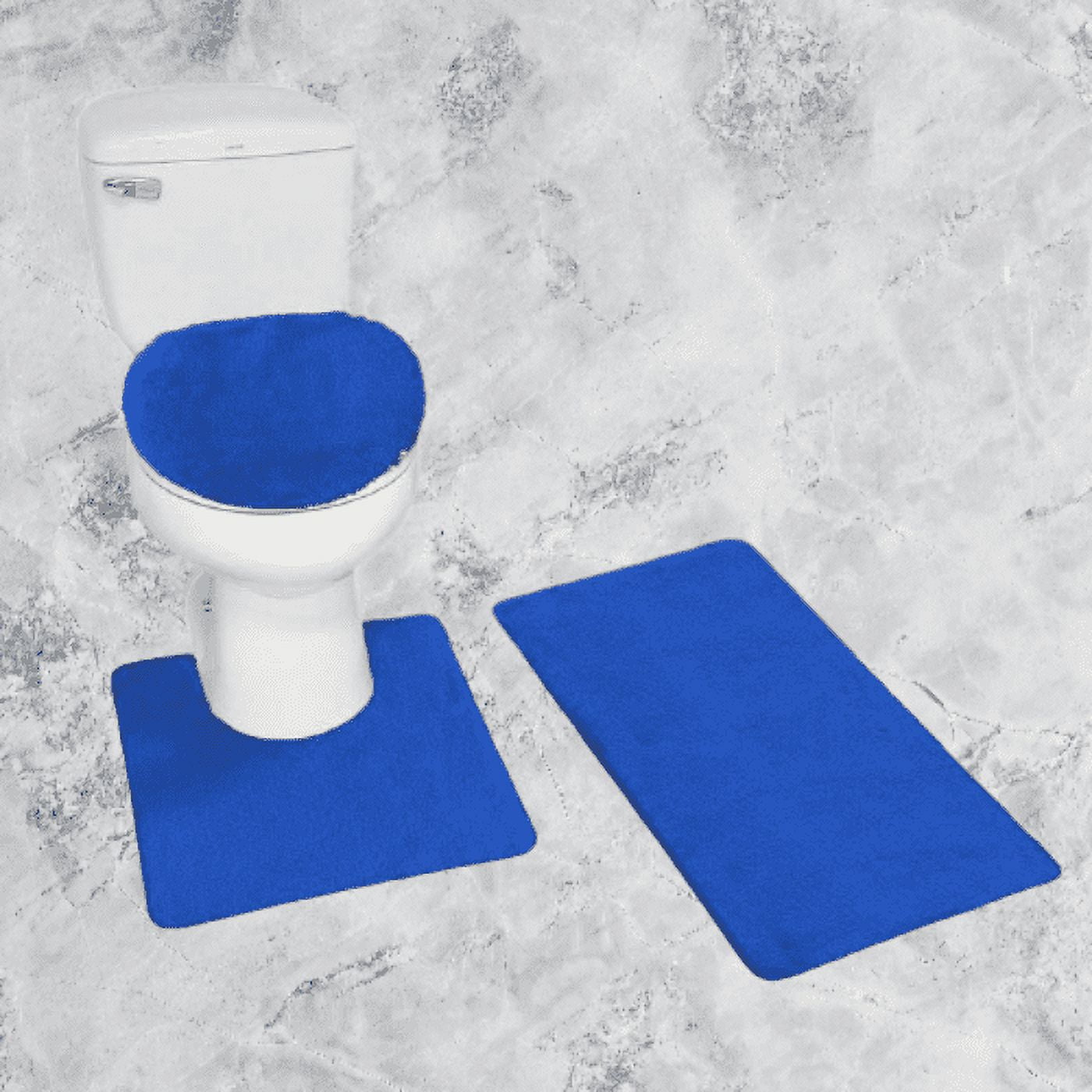 SAMIMPORT-2011 Solid Print Blue Polyester Bath Rug Set, 50 x 80 cm, Non ...