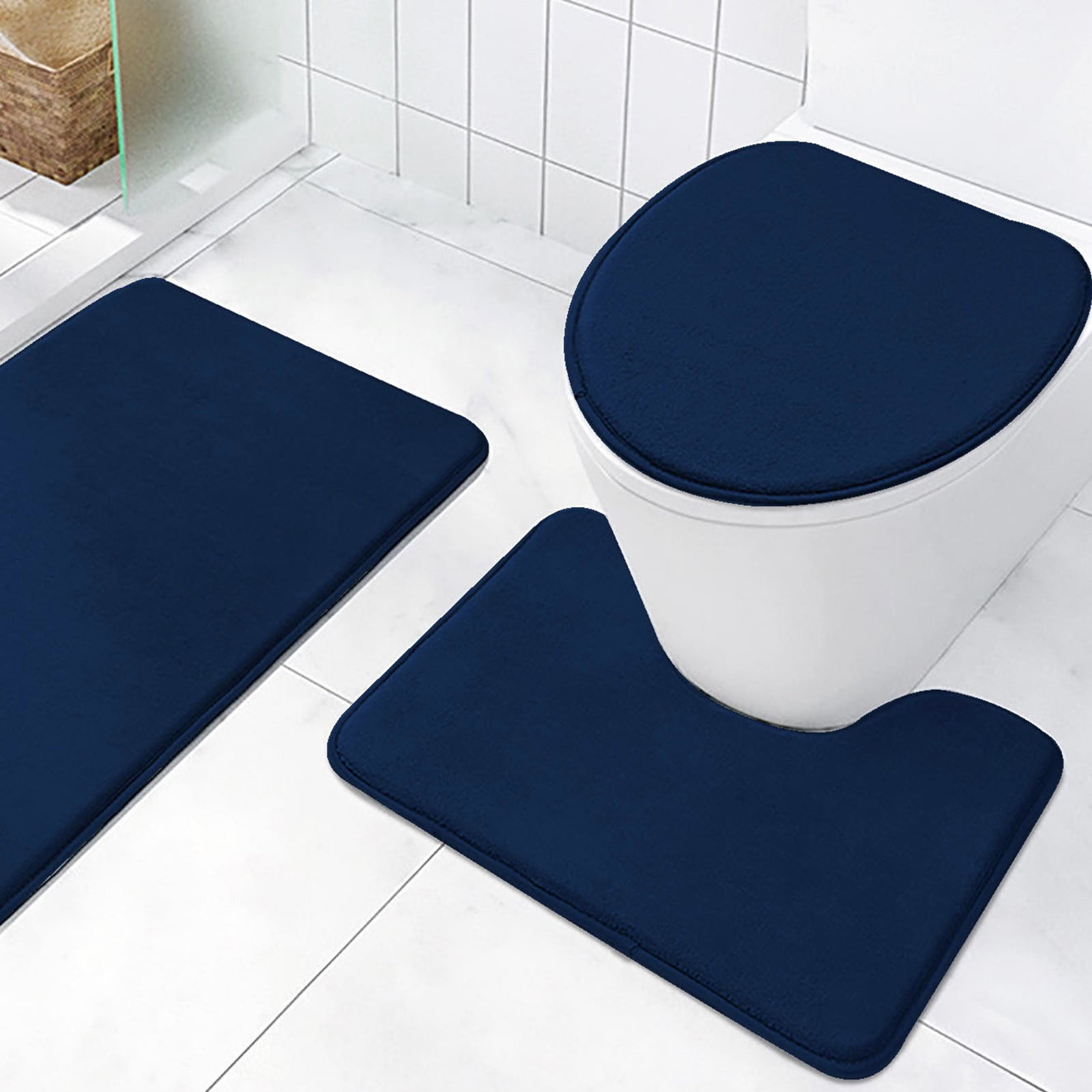 Bath Mat Set 3 Piece Toilet Mats Water Absorption Foam Bath Mat ...