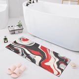 Bath Mat Soft Plush Non-Slip Absorbent Bathroom Rugs 39"x20" Red Black ...