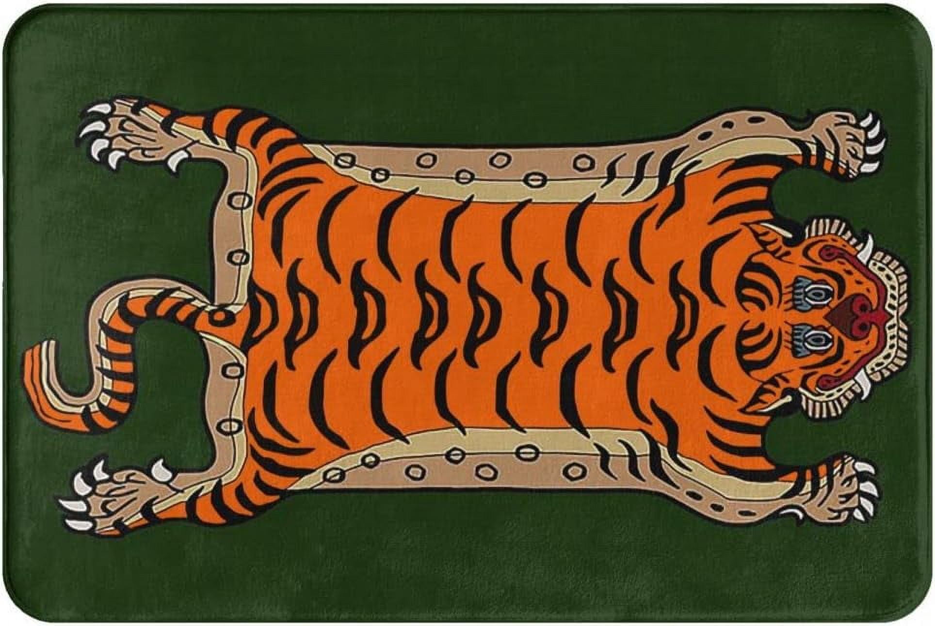 Bath Mat Tiger Skin Green Indoor Outdoor Doormat Durable Welcome Front ...