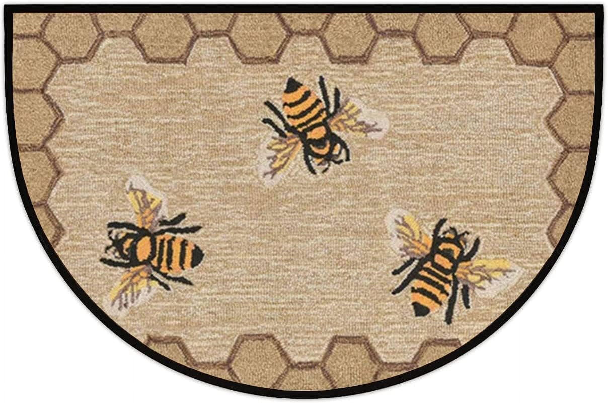 Bath Mat for Tub for Kids Half Round Door Mat Bee Happy Door Outdoor ...
