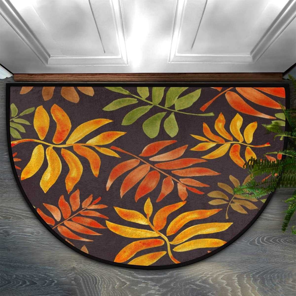 Bath Mat for Tub for Kids Half Round Door Mat Summer Tropical Leaves ...