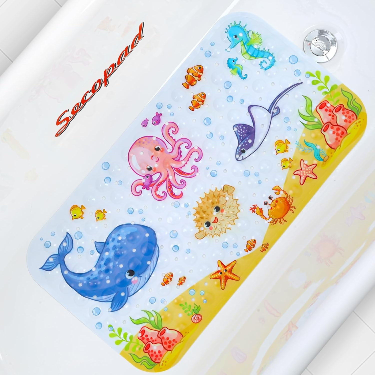 Bath Mat for Tub Non Slip, Machine Washable Anti-Slip Cartoon Baby ...