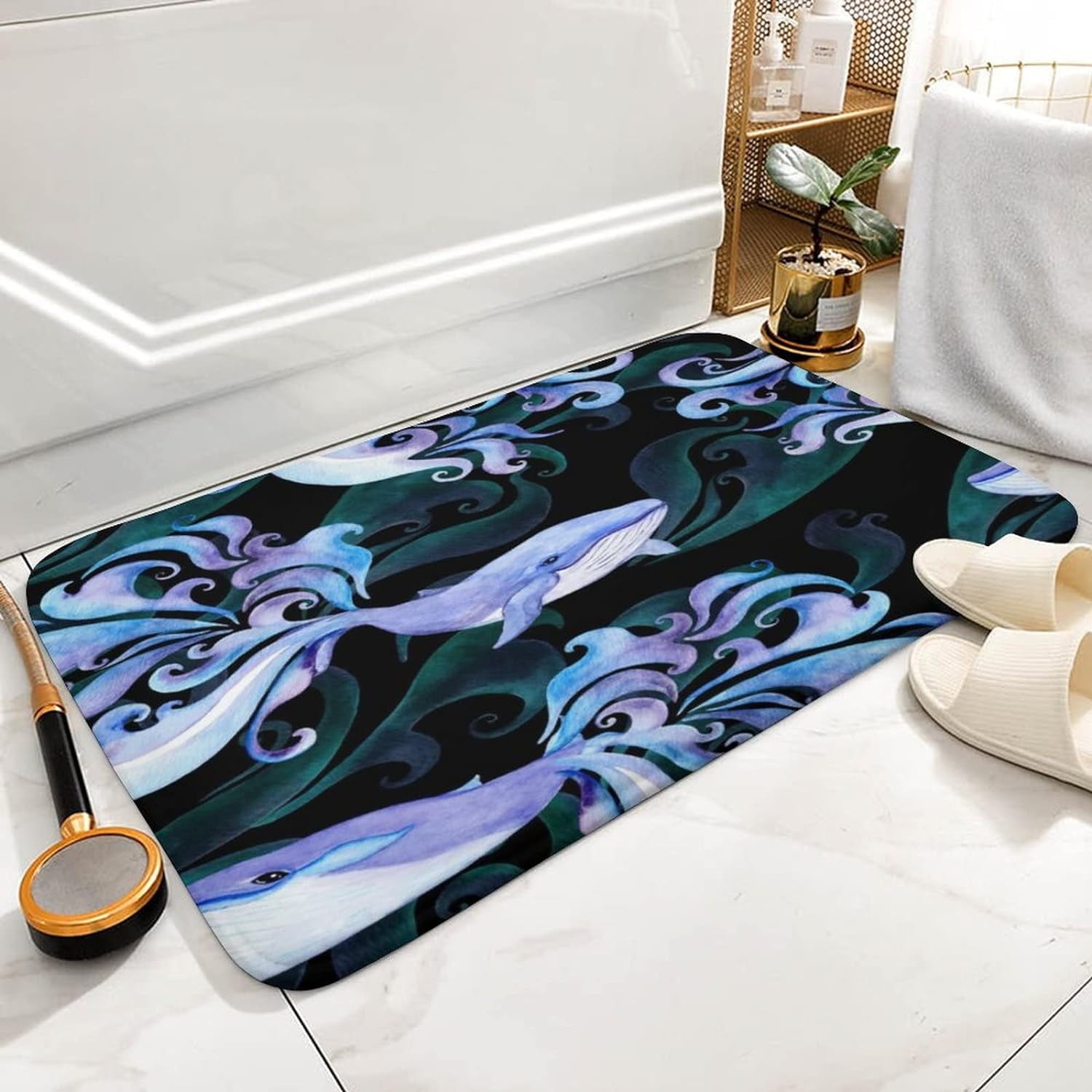 Bath Mat Whale Indoor Outdoor Entrance Door Mat Non-Slip Bath Rug ...