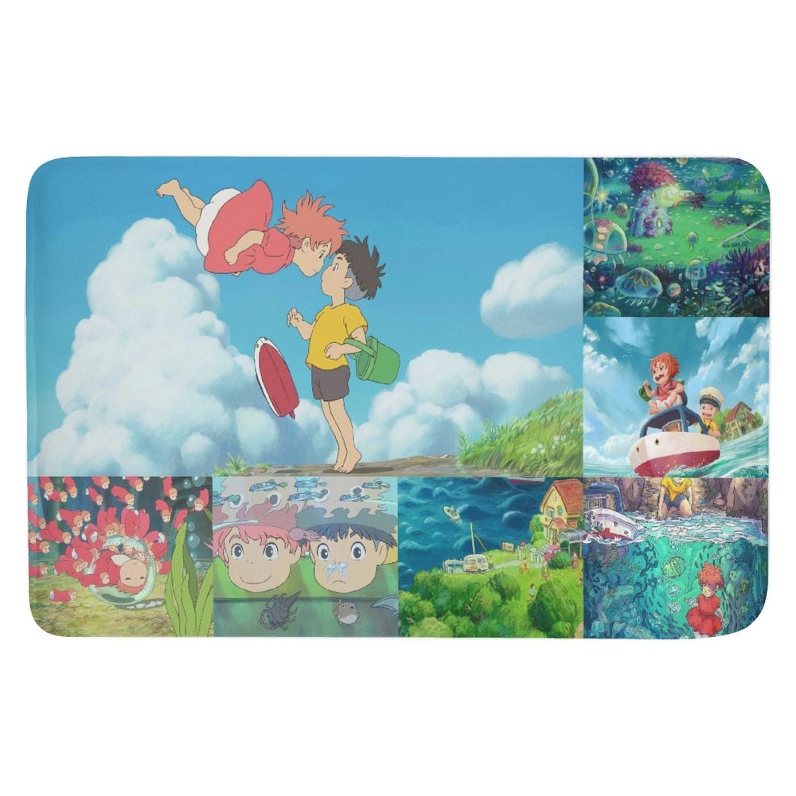Bath Mat for Ponyo Kitchen Floor Mat Decor Soft Flannel Door Mats Non ...