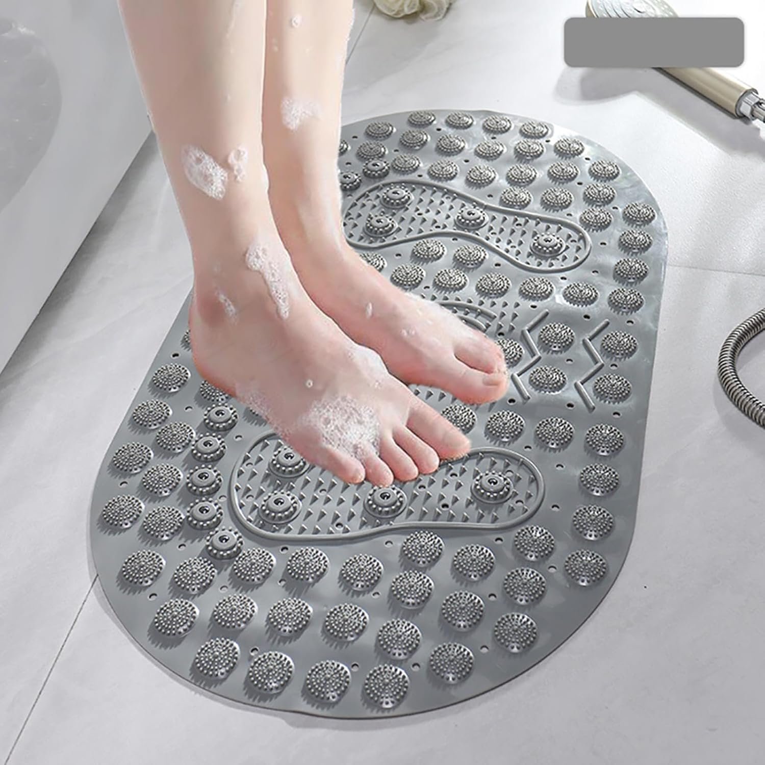 Bath Mat with Suction Cups,Magnetic Foot Massage Bath Mat,Foot-Shaped ...