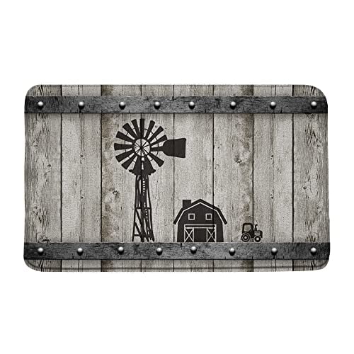 Bath Mats for Bathroom Farmhouse Windmill Rustic Sawyer Mill Black ...