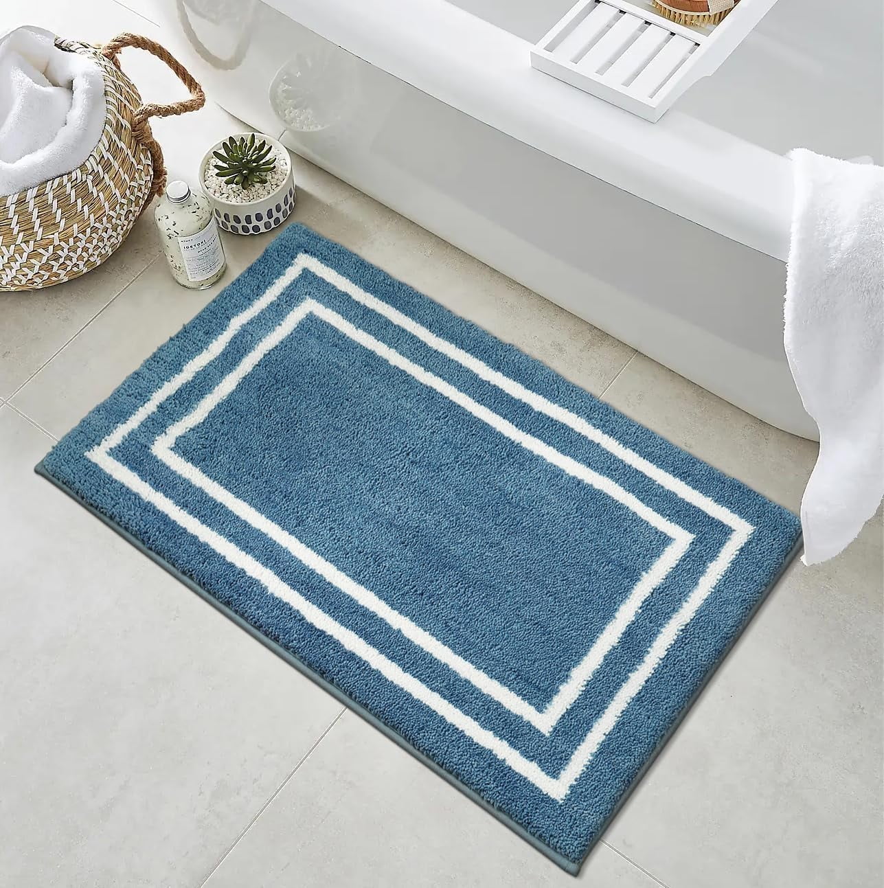Bath Mats for Bathroom Floor, Cozy Microfiber Small Bath Rug, Water ...