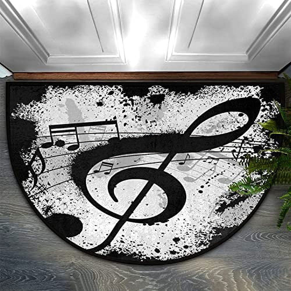 Bath Mats for Bathroom Musical Music Notes Black Pattern Half Circle ...