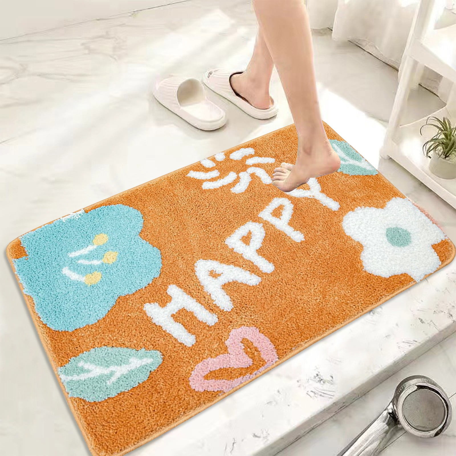 Bath Mats for Bathroom Non Slip,Pink Bathroom Rugs,Cute Bath Mat,Floral ...