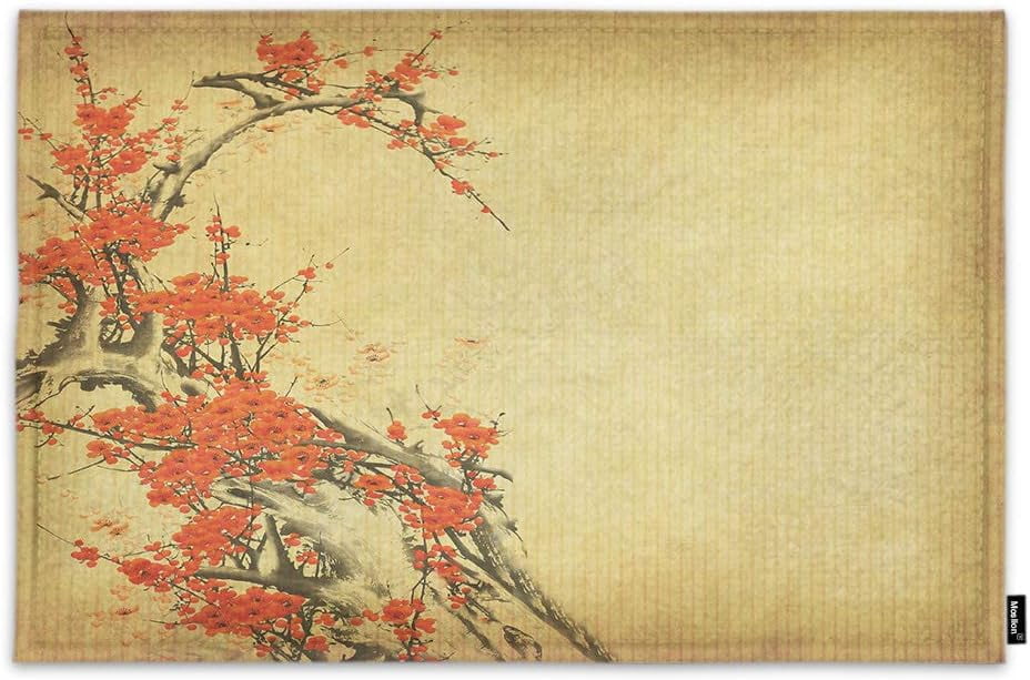 Bath Mats for Bathroom Peach Blossom Doormat Vintage Chinese ...