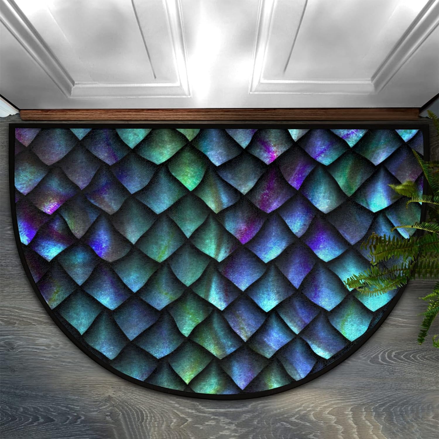 Bath Mats for Bathroom Purple Mermaid Scale Print, Animal Scales Half ...