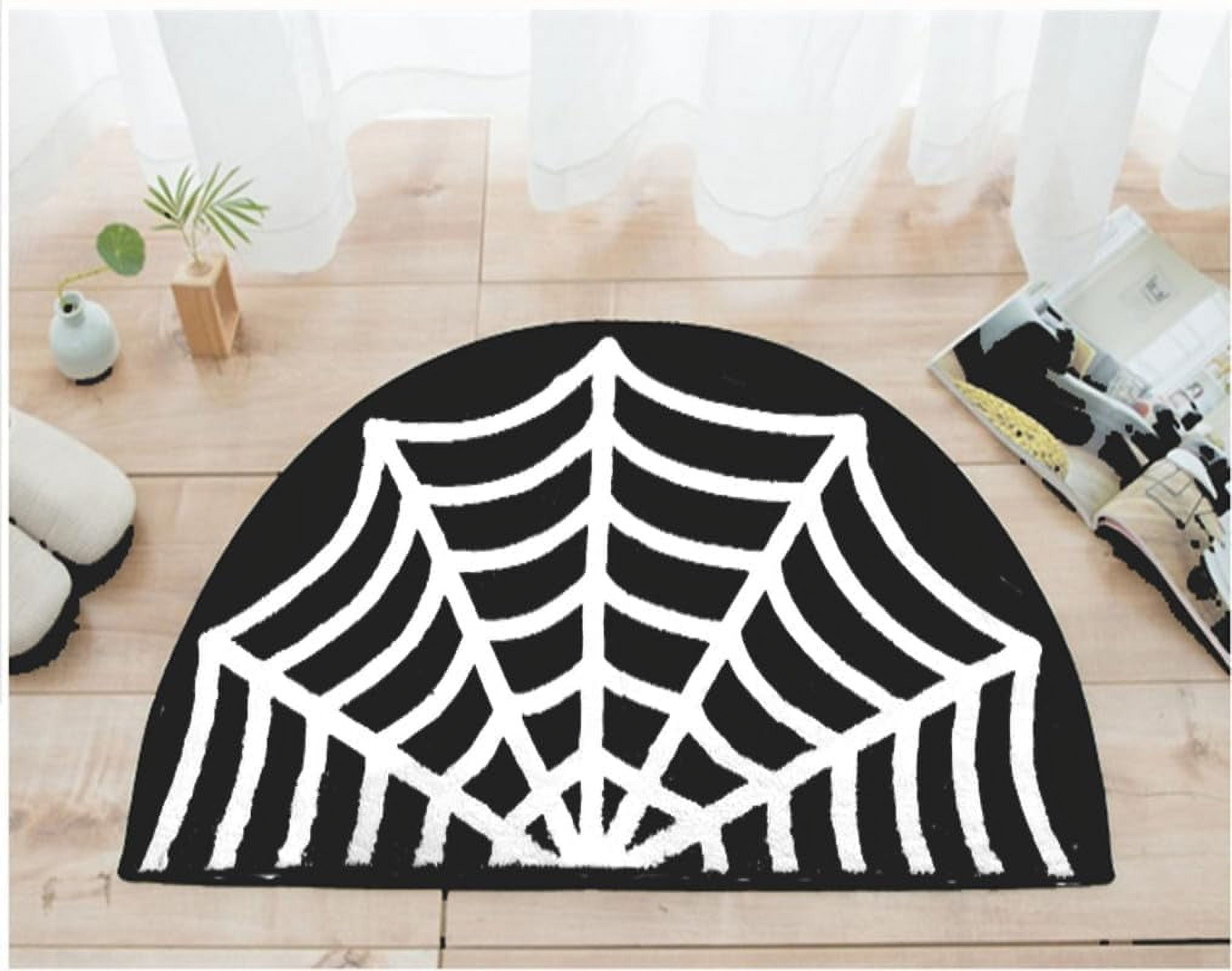 Bath Mats for Bathroom Spider Web Bath Mat Halloween Spider Web Half ...