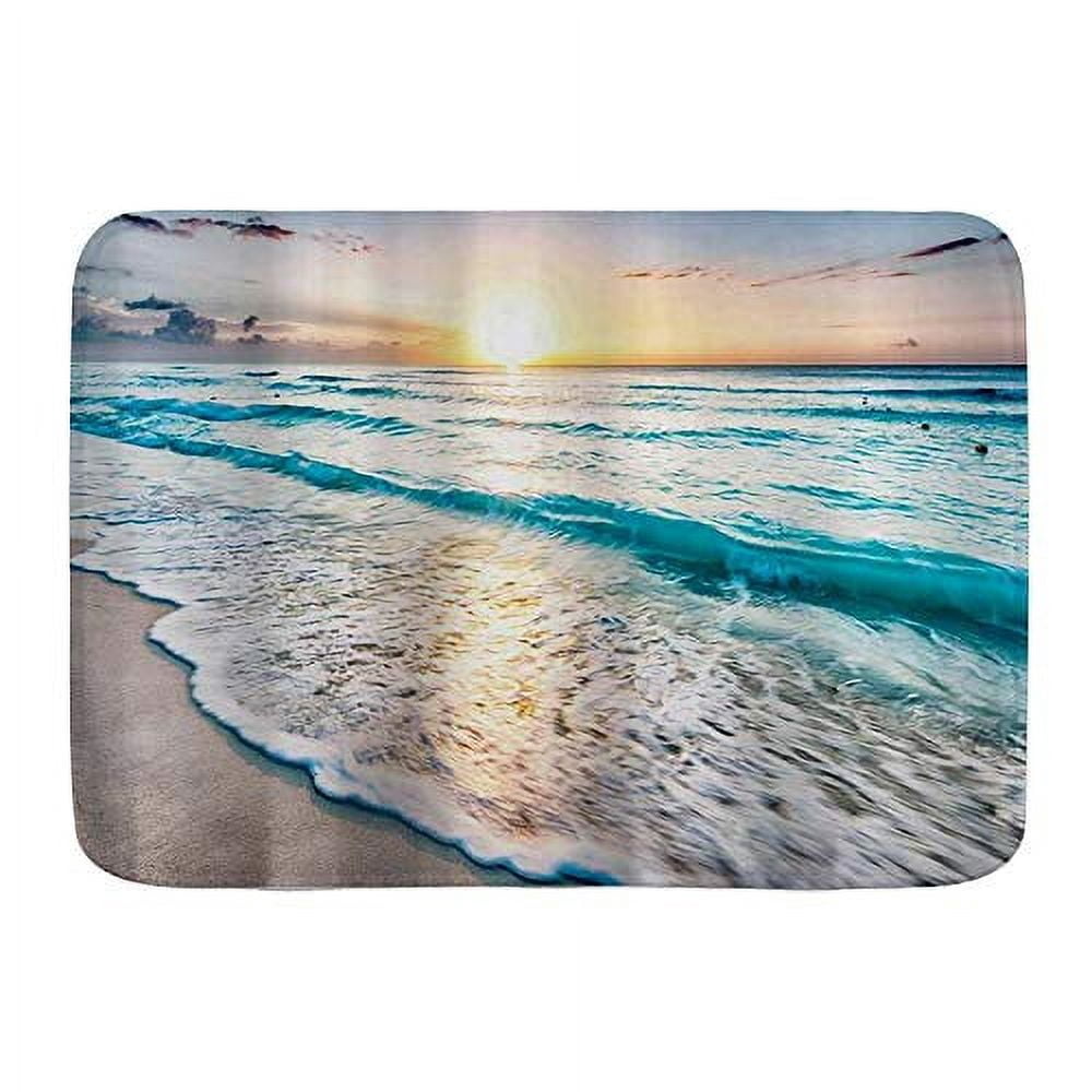 Bath Mats for Bathroom Tropical Sea Beach Ocean Waves Seaside Scene ...