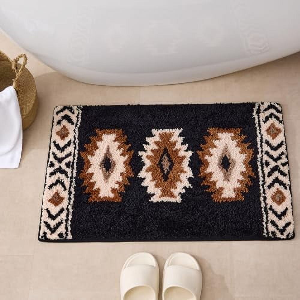 Bath Mats for Bathroom Boho Geometric Black Aztec Non Slip Outdoors ...
