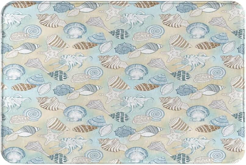 Bath Mats for Bathroom Non-Slip 16"x24" Beach Seashells Coastal Soft ...