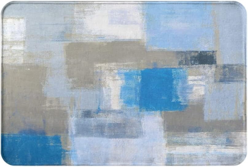 Bath Mats for Bathroom Non-Slip 16"x24" Blue and Grey Abstract Art ...