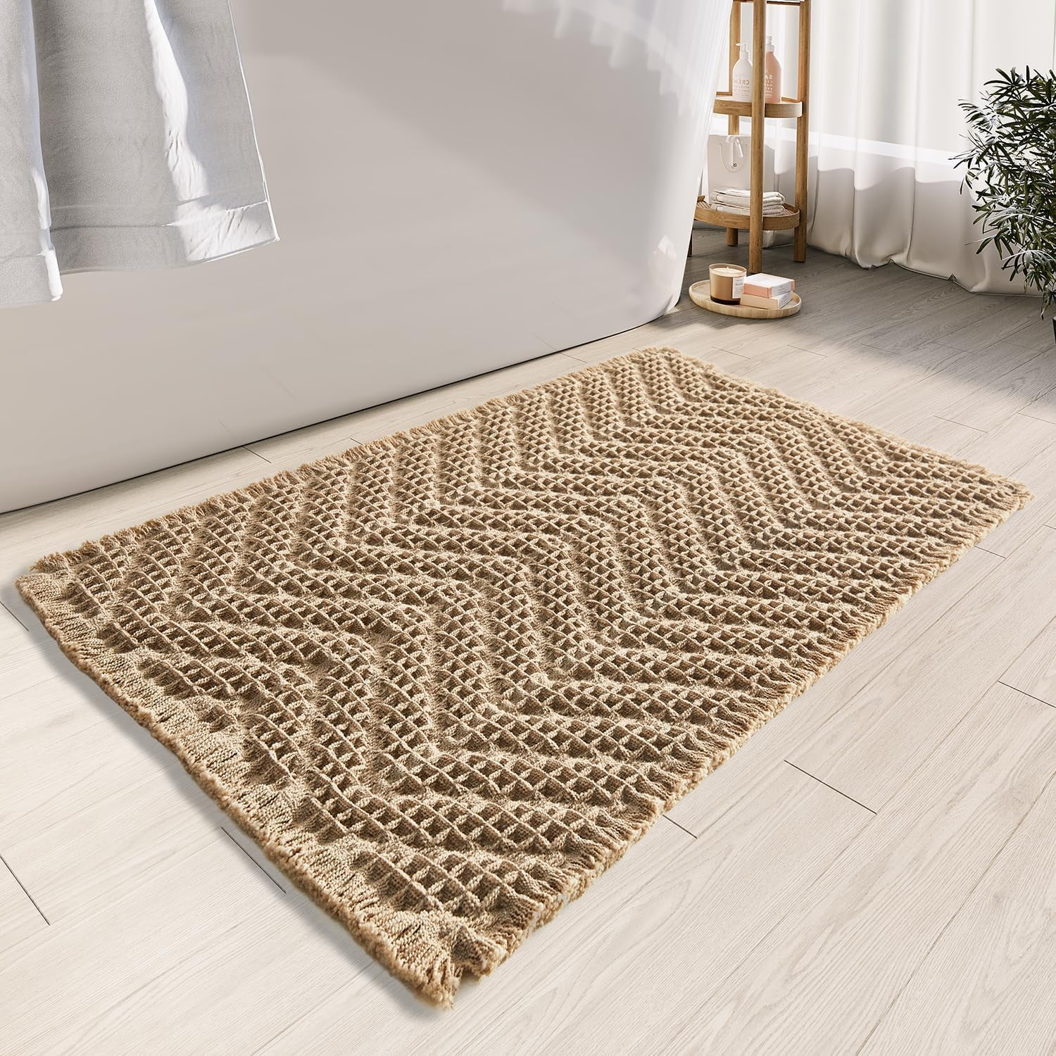 Bath Matts for Bathroom,Upgraded Waffle Super Absorbent Bath Mat ...