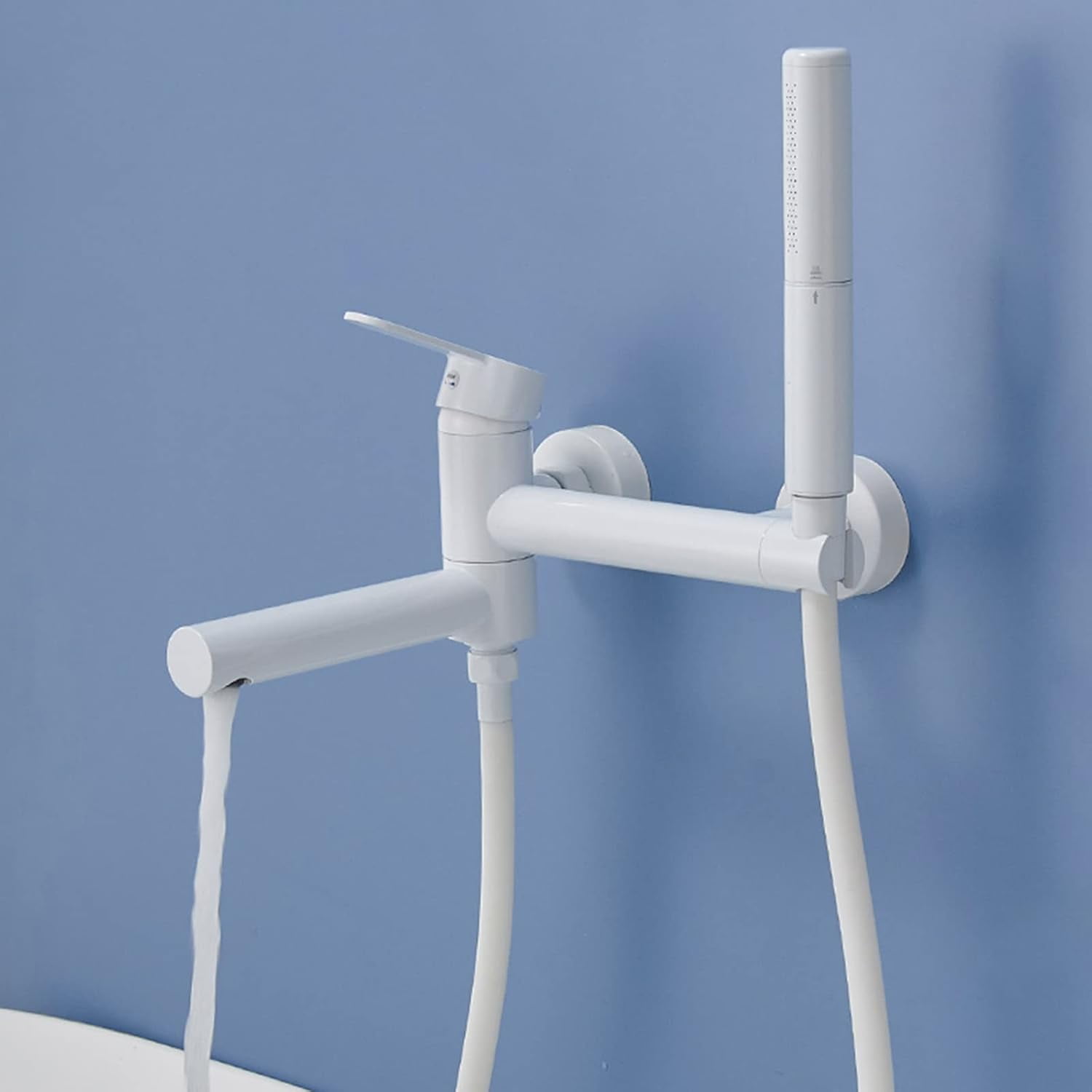 Bath Mixer Tap with Shower Attachment Bathtub Faucet Wall Mounted White ...