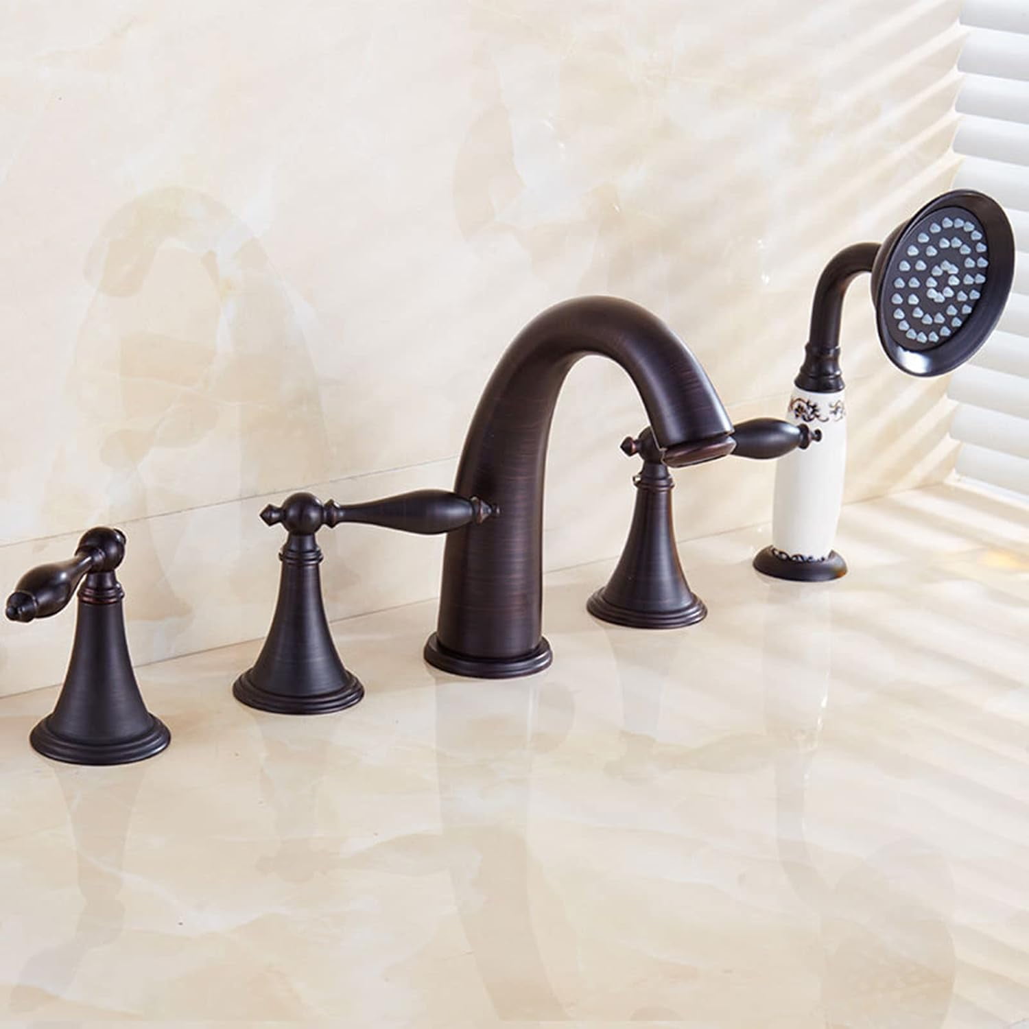 Bath Mixer Taps with Shower Brass Hot and Cold Water Multifunction 3 ...