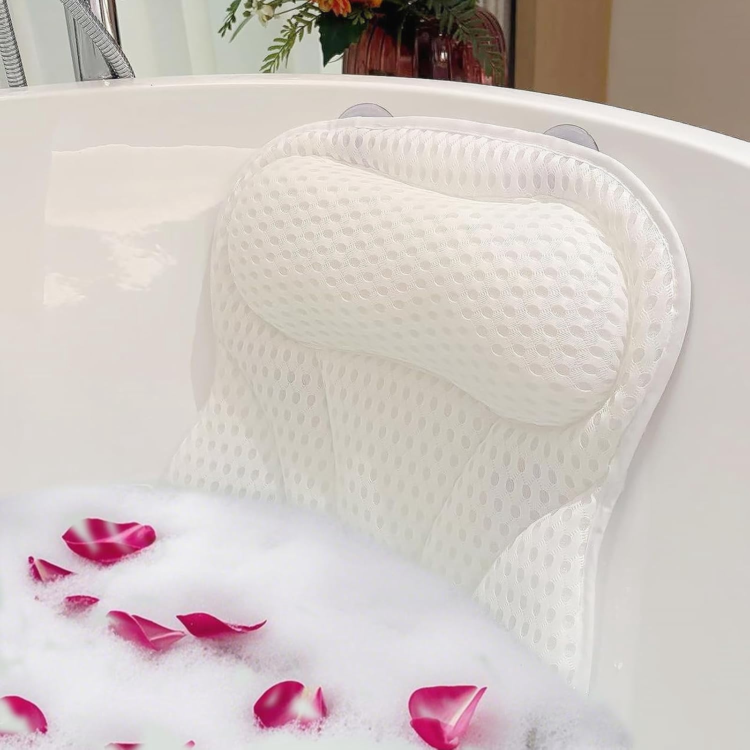 Bath Pillow Bathtub Pillow Thick Padded Ergonomic Headrest for Tub Neck ...