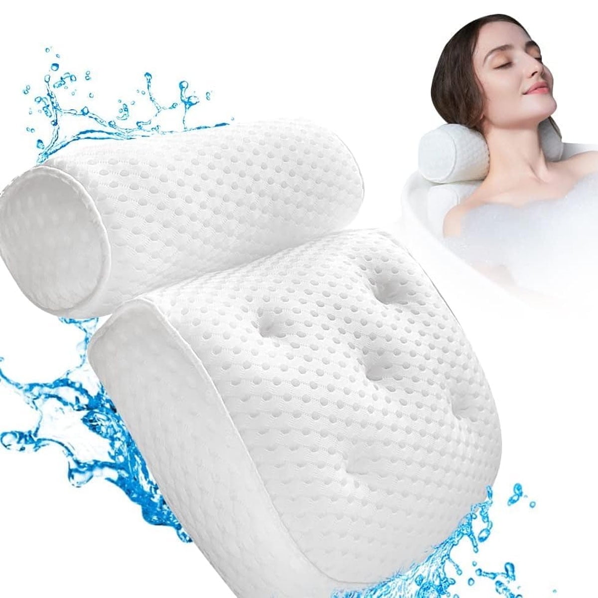 Bath Pillow, Bathtub Spa Pillow with 4D Air Mesh Technology and 7 ...