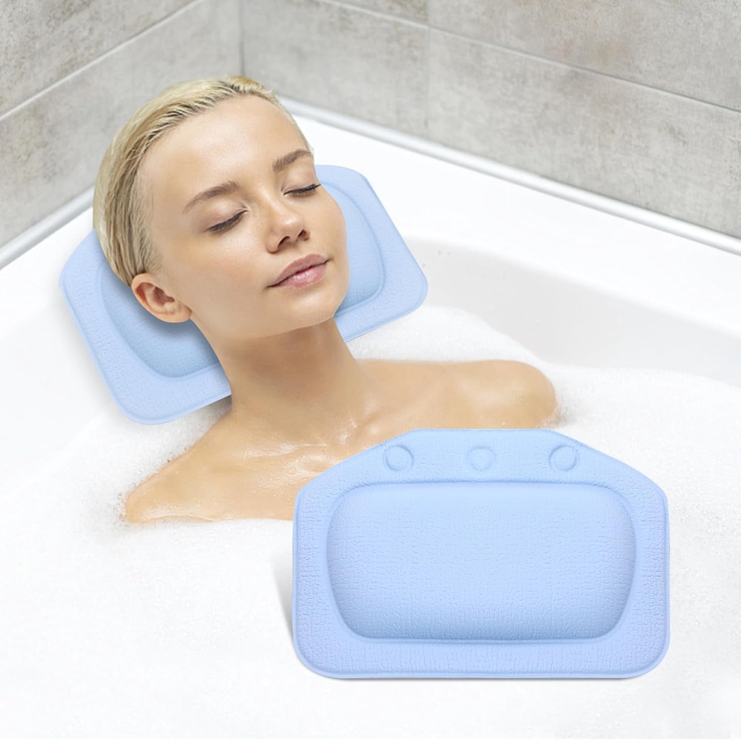 Bath Pillow With Suction Cups - Featuring 4D Air Mesh Technology And 3 ...