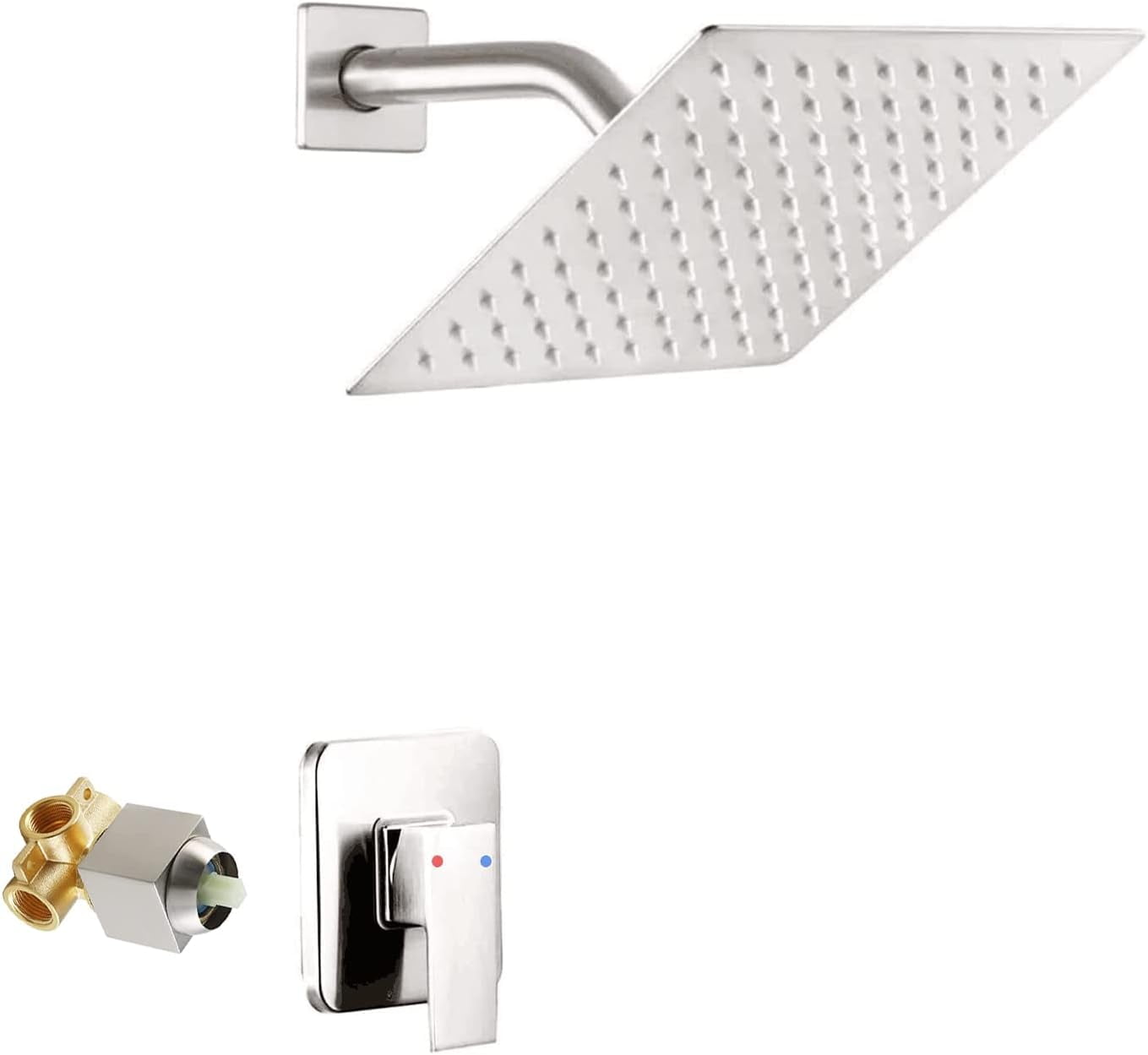 Bath Rainfall Shower Faucet System with 8-inch Square Stainless Steel ...