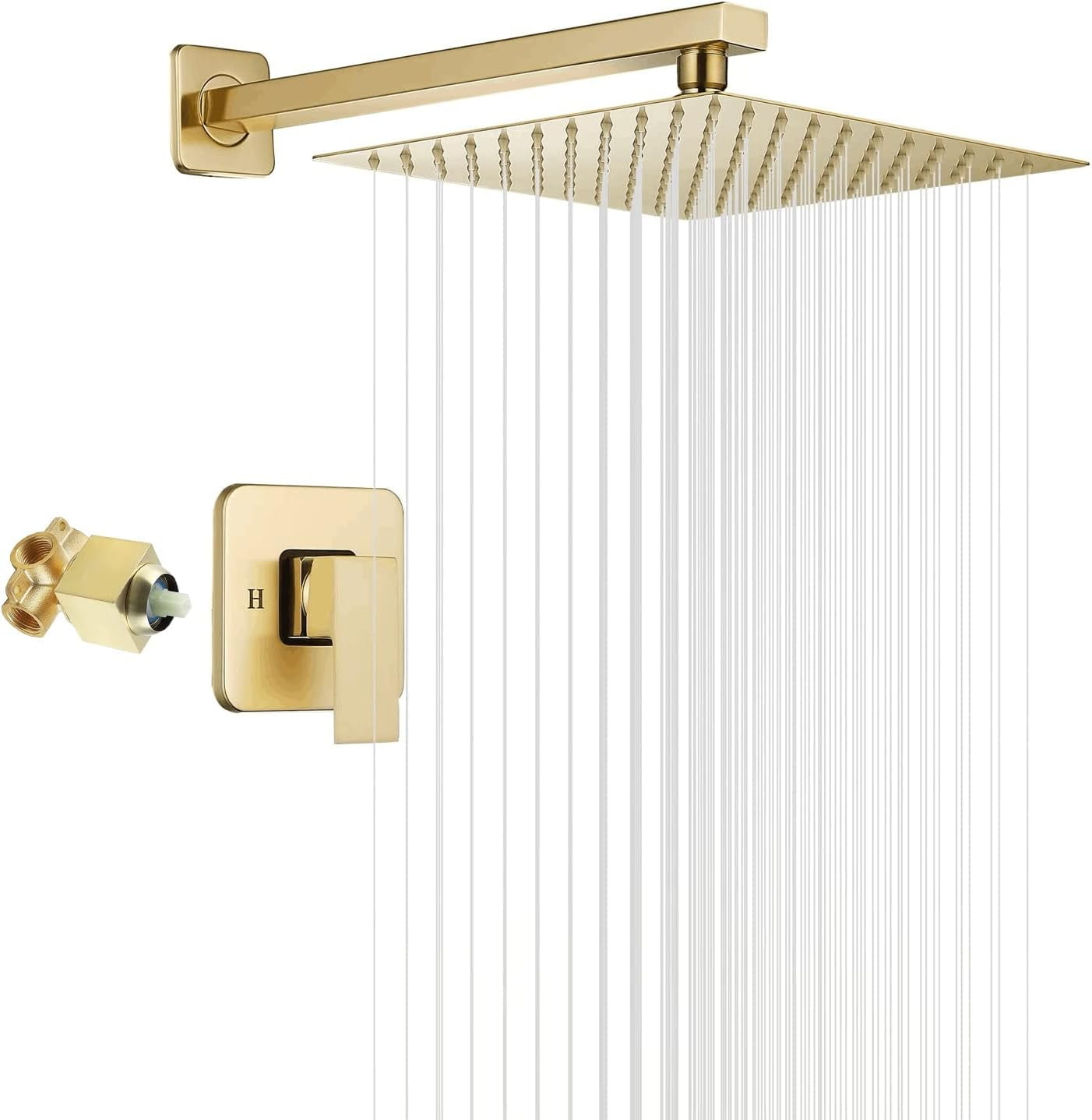 Bath Rainfall Shower Faucet System with Brushed Gold Shower Faucet ...