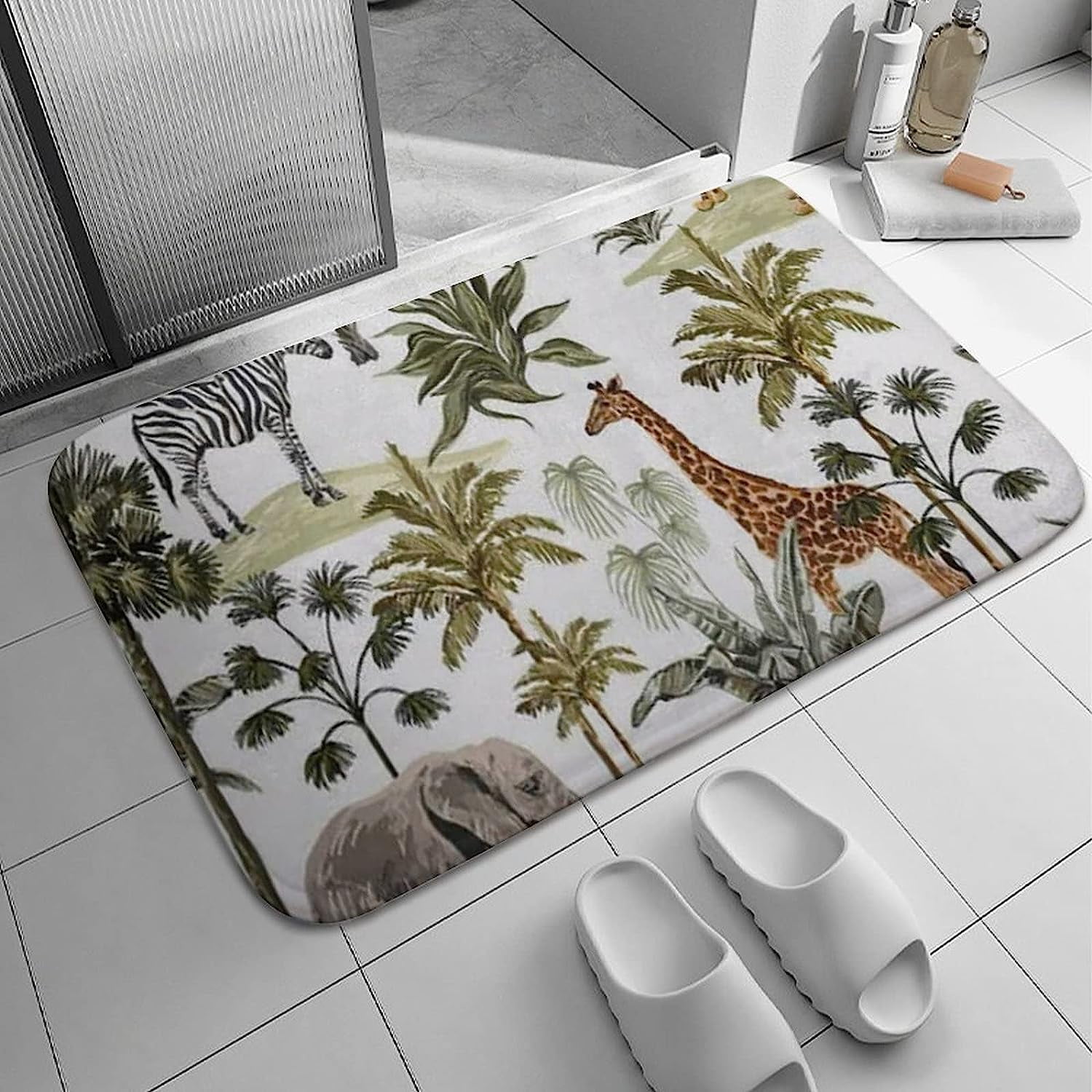 Bath Rug Bathroom Mat Non-Slip Water Absorbent Coral Velvet Shower Rug ...