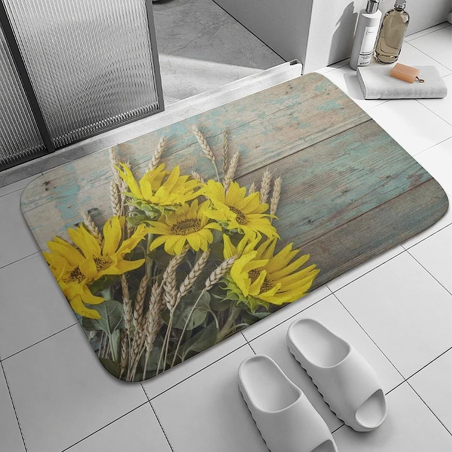 Bath Rug Bathroom Mat Non-Slip Water Absorbent Coral Velvet Shower Rug ...