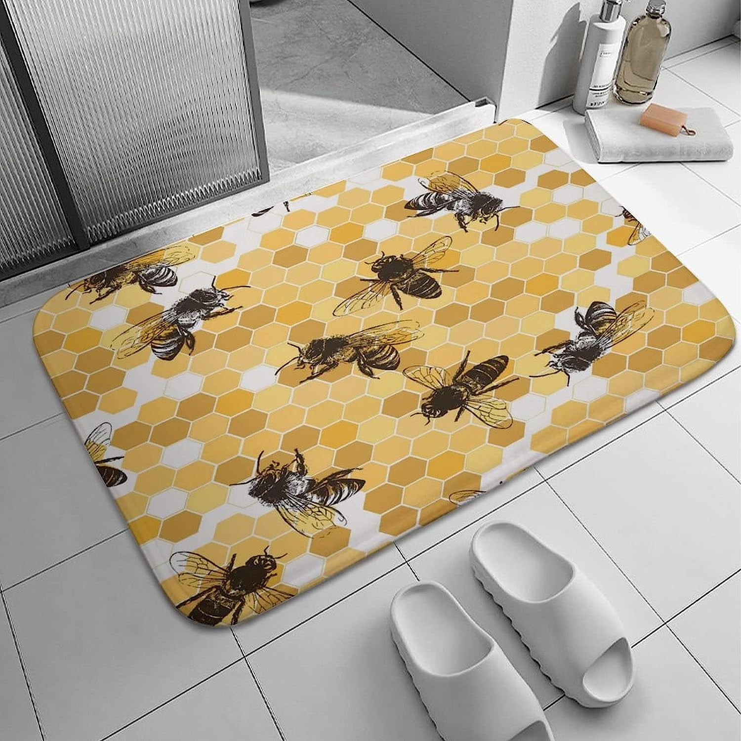Bath Rug Bathroom Mat Non-Slip Water Absorbent Coral Velvet Shower Rug ...