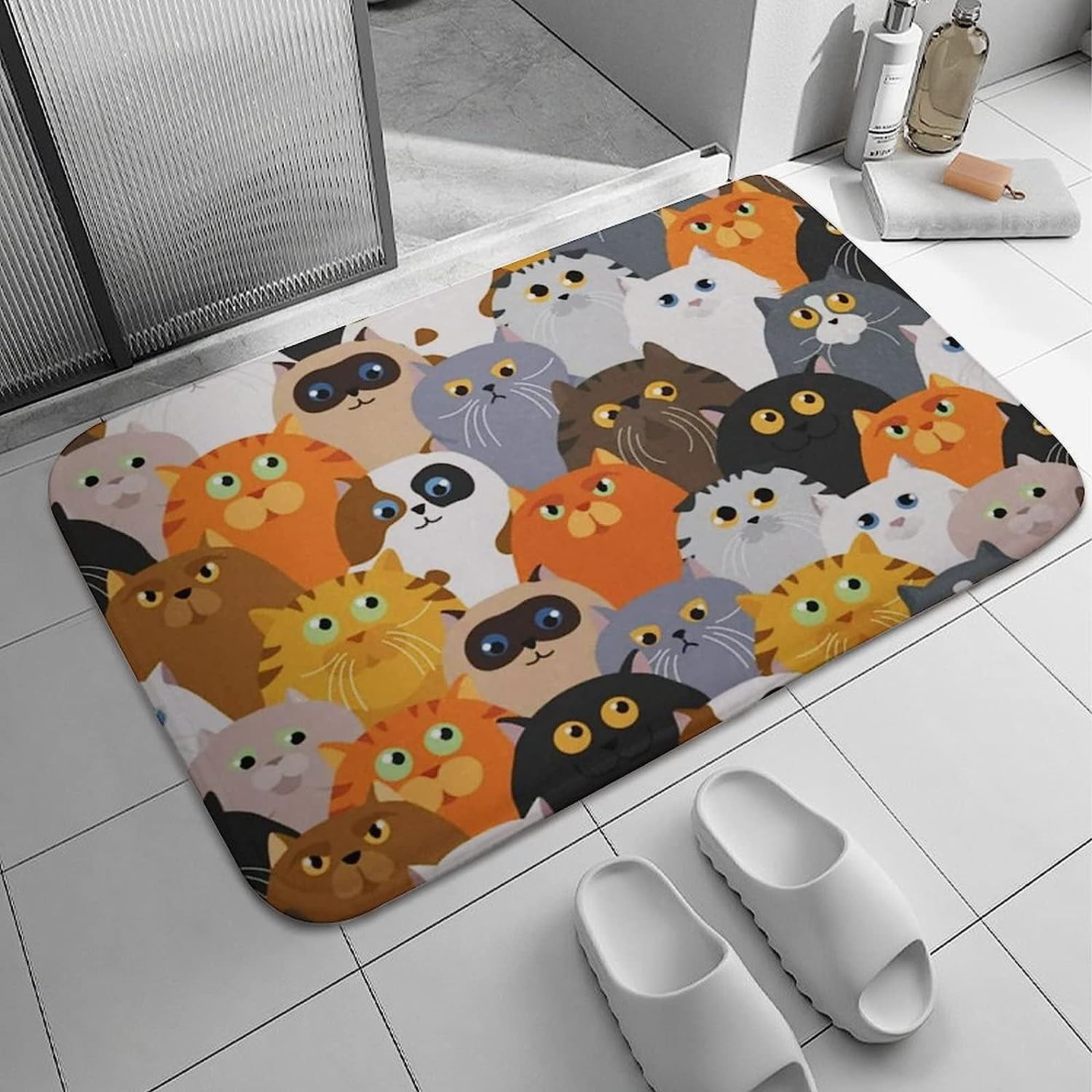 Bath Rug Bathroom Mat Non-Slip Water Absorbent Coral Velvet Shower Rug ...