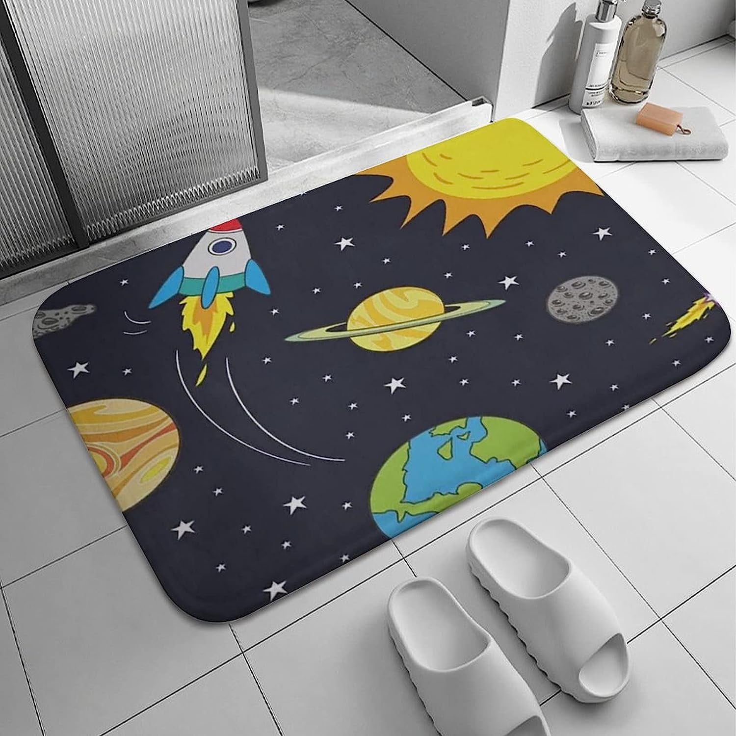 Bath Rug Bathroom Mat Non-Slip Water Absorbent Coral Velvet Shower Rug ...