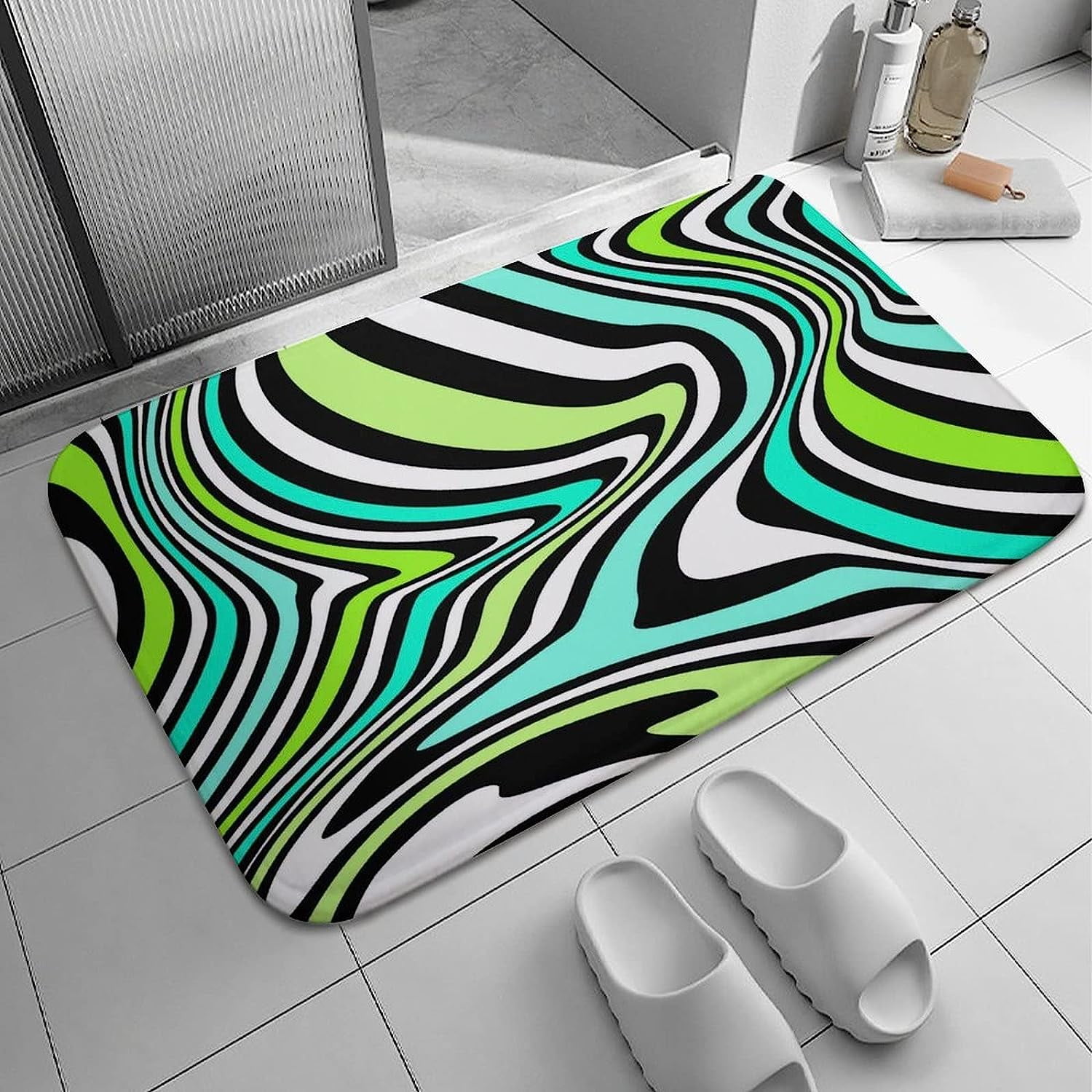 Bath Rug Bathroom Mat Non-Slip Water Absorbent Coral Velvet Shower Rug ...