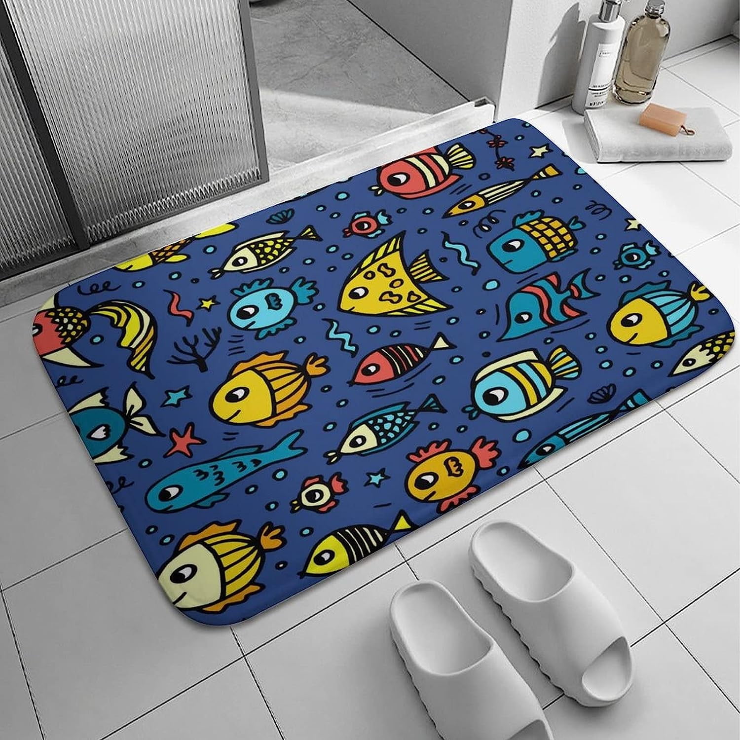 Bath Rug Bathroom Mat Non-Slip Water Absorbent Coral Velvet Shower Rug ...