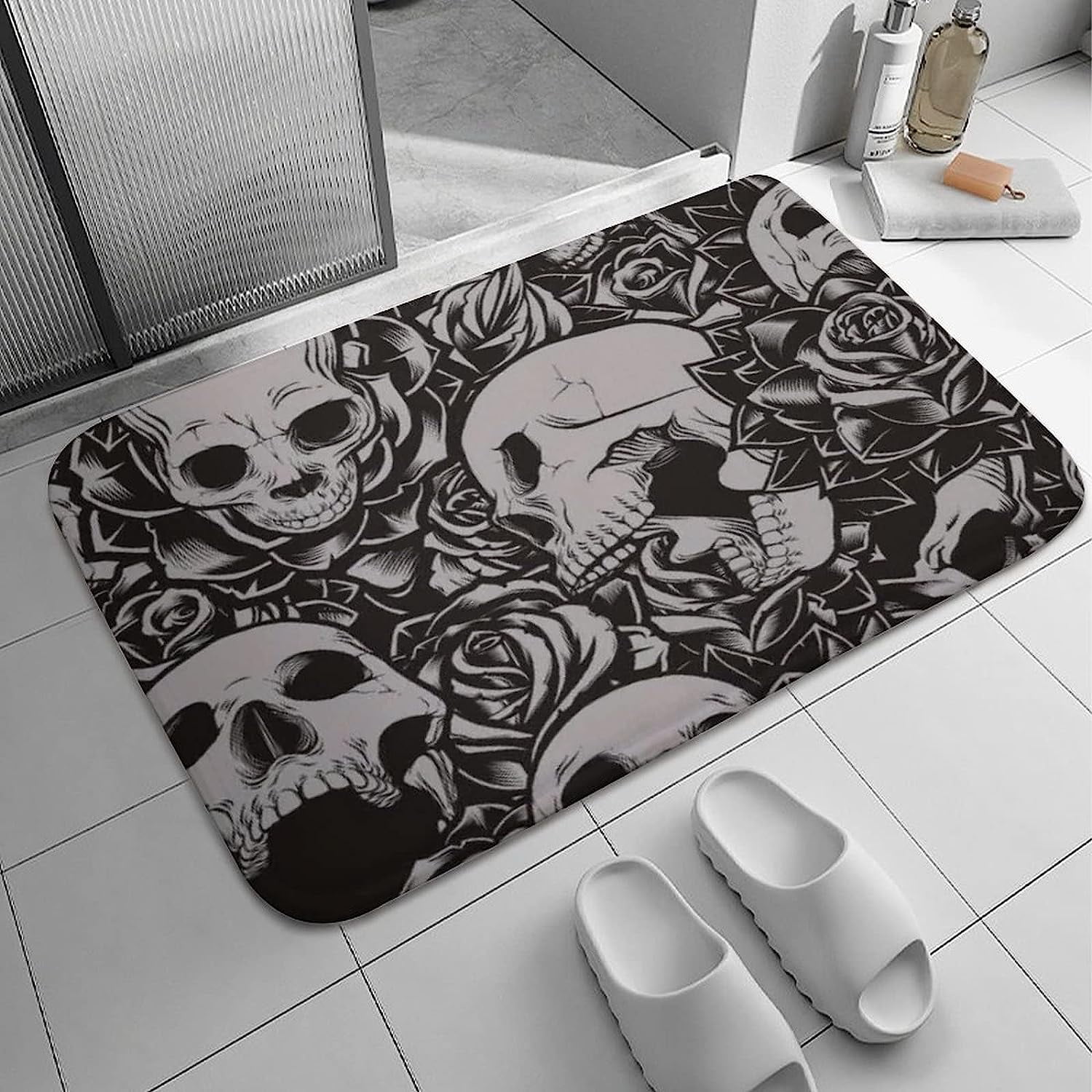 Bath Rug Bathroom Mat Non-Slip Water Absorbent Coral Velvet Shower Rug ...