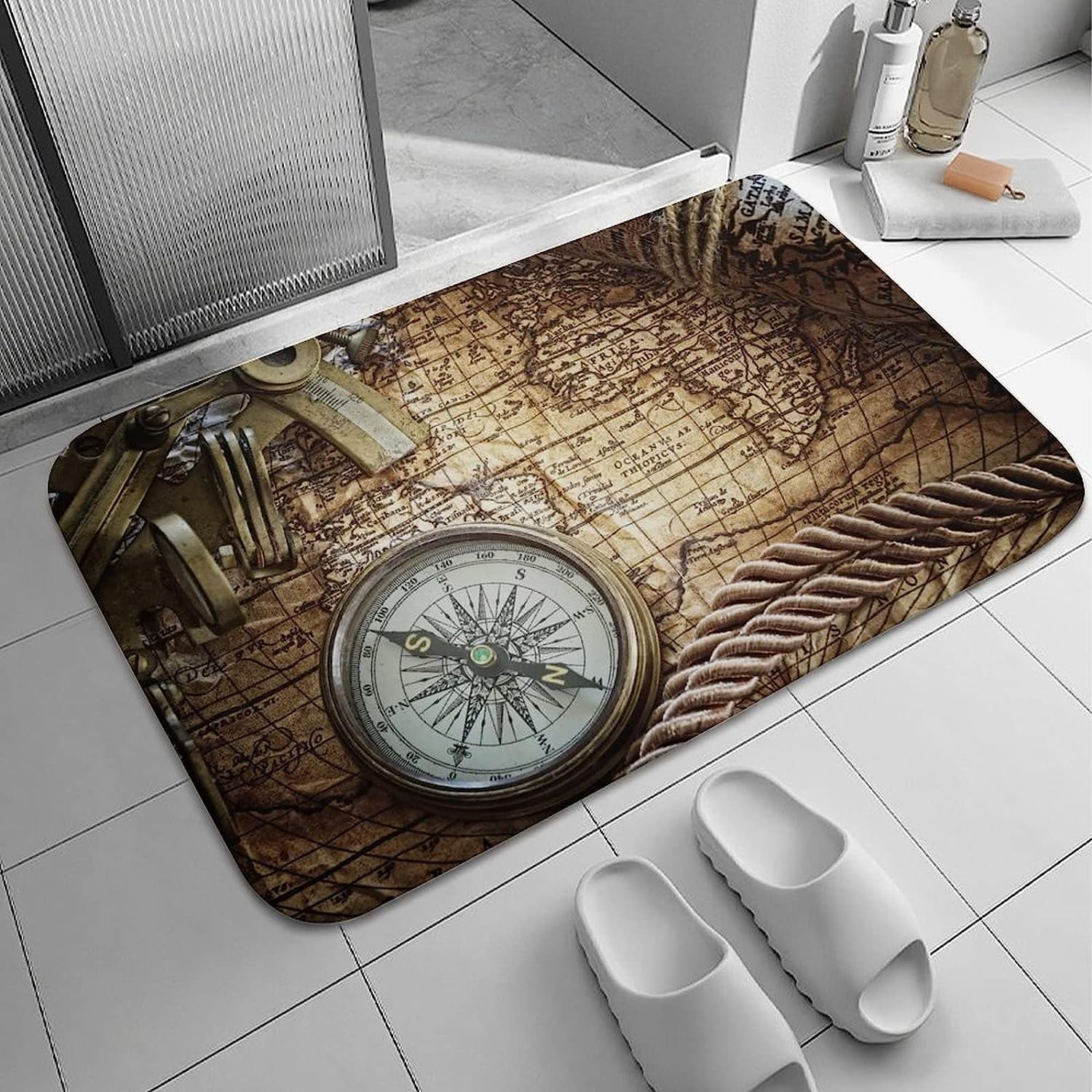 Bath Rug Bathroom Mat Non-Slip Water Absorbent Coral Velvet Shower Rug ...