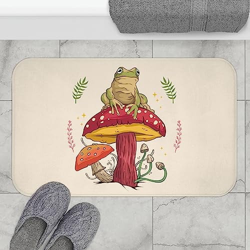 Bath Rug Long Frog and Mushroom Bath Mat Cottagecore Bath Mat Botanical ...