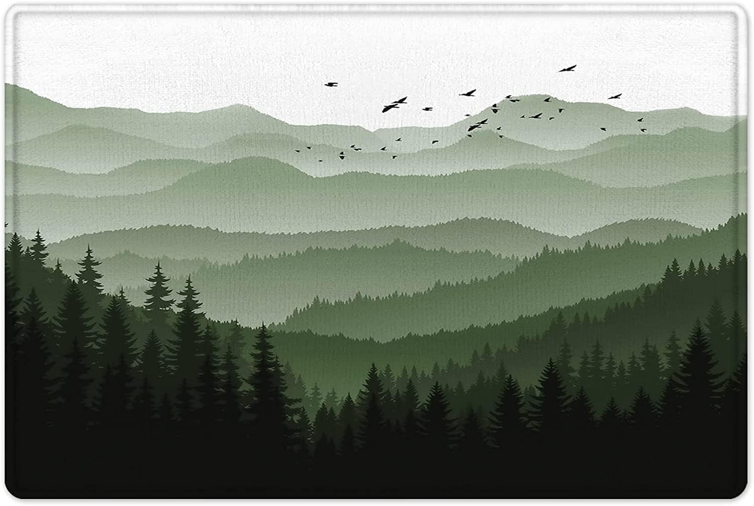 Bath Rug Mat Misty Forest Mountain Bath Mat for Bathroom Sage Green ...