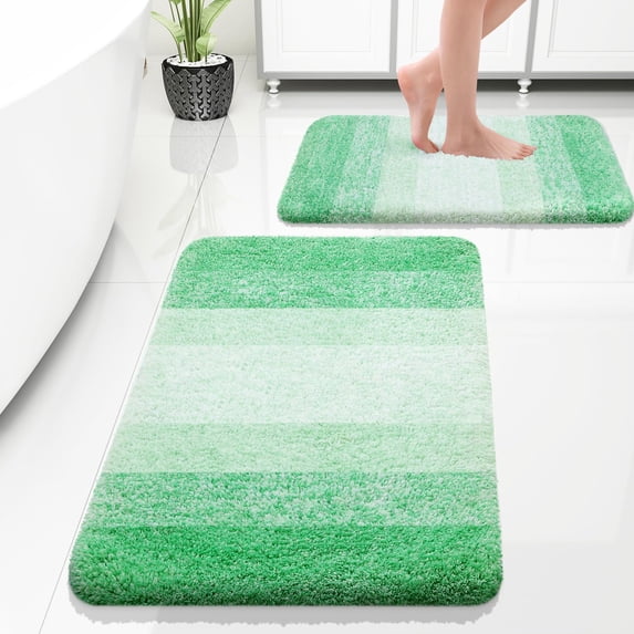 Bath Rug Set 2 Piece Green 30" X 20" + 24" X 16" Bathroom Use - Walmart.com