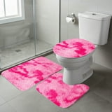 Bath Rug Set 3 Piece Non Slip Velvet Fleece Bathroom Mats - Super ...