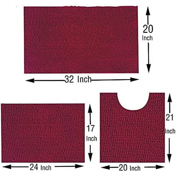 Bath Rug Set 4 Piece with Toilet Lid Cover Combo, Soft Shaggy Bath Rug ...