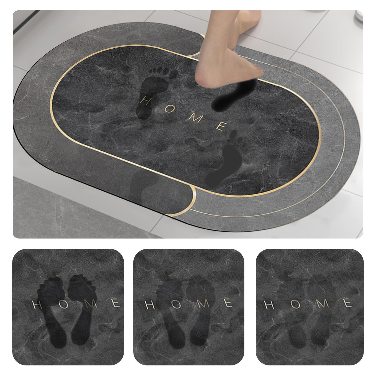 Bath Rug Super Absorbent Non Slip Rubber Backing | Washable Modern ...