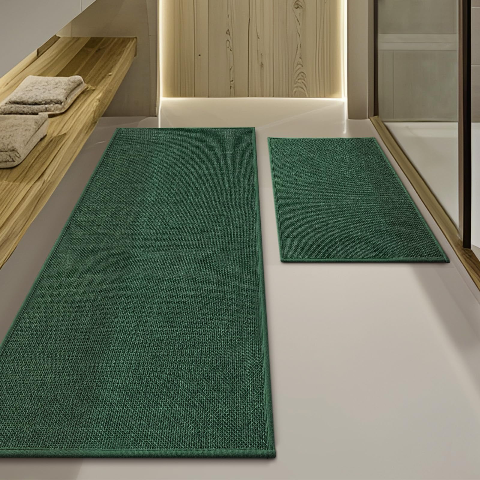 Bath Rugs Green 2 Piece (17"x24" + 17"x47") Modern Boho Style - Walmart.com