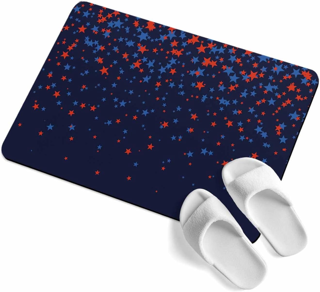Bath Rugs, Independence Day Watercolor Star Absorbent Diatomaceous ...