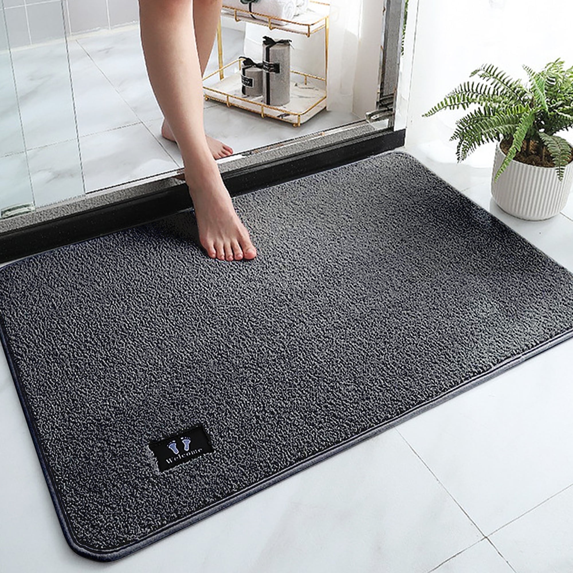 Bath Mat Quick-Dry Bathroom Rug Absorbent Non-Slip Washable Shower ...